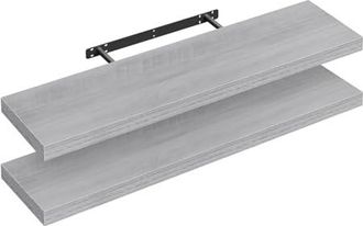 Woltu Étagère Murale, Étagère Flottante de CD, Lot de 2, pour Salon, Cuisine, Chambre, Salle de Bain 90x22.9x3.8cm, Gris Chêne RG9370grei-2