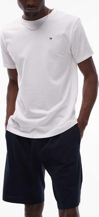 Tommy Hilfiger Pyjama aus T-Shirt in Wei&szlig; und Shorts in Marineblau-Bunt