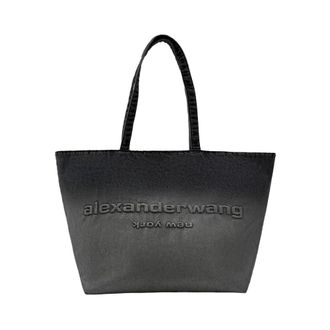 Alexander Wang Femme, Sacs, Gris, Taille: ONE Size Punch Tote Coated Denim Large