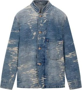 Emporio Armani Veste effet d&eacute;chir&eacute; en denim de coton