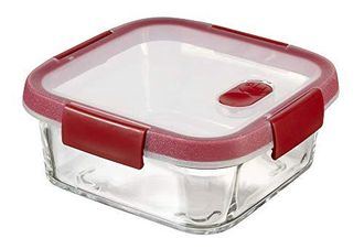 Curver KETER Cook récipient en Verre, Transparent/Rouge, 16 x 16 x 7 cm