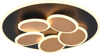 Trio Leuchten LED Deckenleuchte Mandala 653210680, Metall Schwarz matt/goldfarbig, inkl. 35 Watt LED, Fernbedienung, Switch Dimmer, Lichtfarbe einstellbar, Timer, N