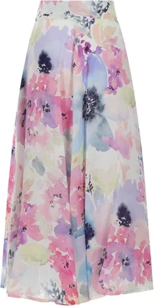 120% Lino Linen Long Skirt - Multicolor