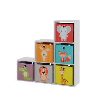 Vicco Treppenregal, Wei&szlig;, 107.2 x 107.8 cm mit Faltboxen Opt.1