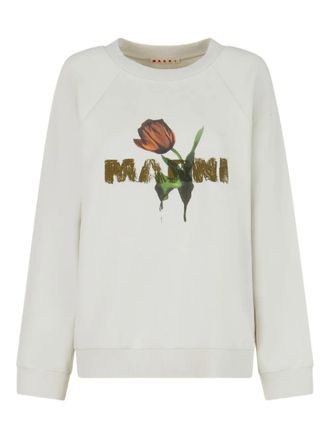 Marni sweat à fleurs imprimées - Blanc