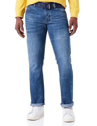 Enzo Jeans Herren Ez384 Straight Jeans, Blau (Mid Stonewash MSW), 28W / 30L