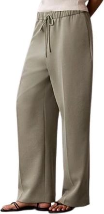 Calvin Klein Femme, Pantalons, Vert, Taille: 38 FR Pantalon Souple en Twill avec Cordon de Serrage