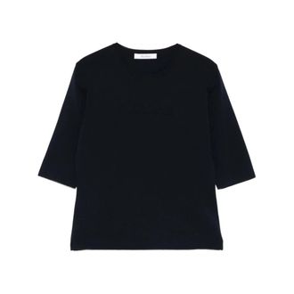 Max Mara Mxpaustero Kurzarm-Top - - Knitwear - Damen - Blau - L