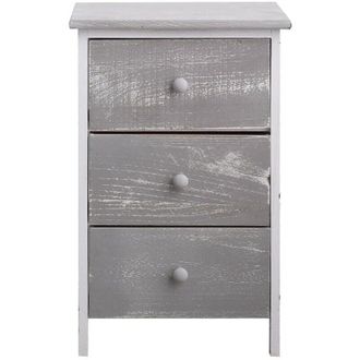 Mobili Rebecca Rebecca Mobili Table de Chevet Commode 3 Tiroirs Bois Gris Blanc Shabby 54x35x30