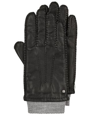 Roeckl Gef&uuml;tterte Ziegenlederhandschuhe Metz mit Strickb&uuml;ndchen in