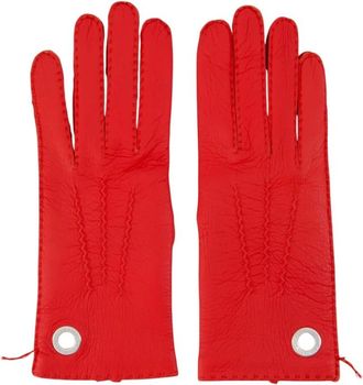 Ami Handschuhe aus genarbtem Leder - - Accessories - unisex - Rot - 9 IN