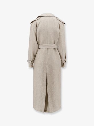 Max Mara Womens Linen Trench Mxspedaggi Beige & Raincoats