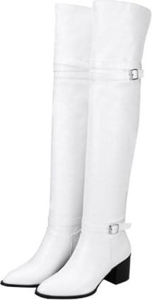 IFUNDOM Longues Femme Automne Hiver Talons Hauts &Eacute;pais Design Anti-d&eacute;rapant Confort Respirant Style &Eacute;l&eacute;gant Chaud