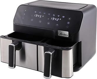 Ardes ARFRYA03D Heißluftfritteuse ELDORADA DUAL - Heißluftfritteuse mit Doppelkorb Fassungsvermögen 9 Liter - Multifunktionelle digitale Friteuse mit Touch-