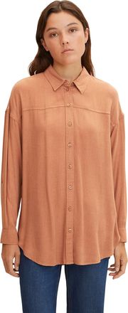 Tom Tailor Damen Bluse mit Turn-Up &Auml;rmel 1032805, 30345 - Rusty Amber Melange, M