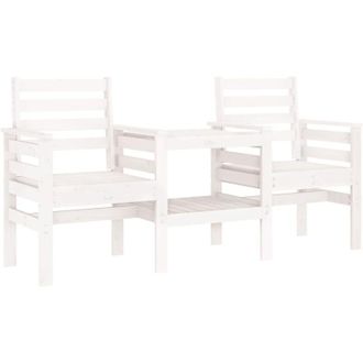 vidaXL Vidaxl - Banc de jardin avec table 2 places blanc bois massif de pin