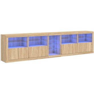 vidaXL Sideboard mit LED-Leuchten Sonoma-Eiche 283x37x67 cm Vidaxl