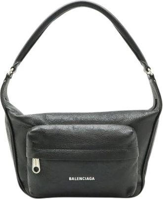 Balenciaga Pre-owned Sac bandouli&egrave;re Raver Mediu Logo Print Leather - Femme - Pre-owned - Noir - Taille: ONE Size