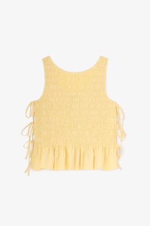 Ganni Haut en coton jaune Italian Straw biologique - Taille 40 - Pour Femme
