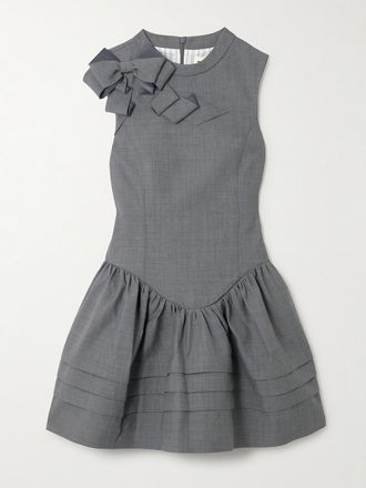 Shushu/Tong Minikleid Aus Twill Mit Schleife Und Raffungen - Grau