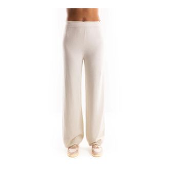Hinnominate Hinnominate, Femme, Pantalons, Beige, Taille: 36 FR Pantalon en m&eacute;lange de laine couleur beurre avec strass