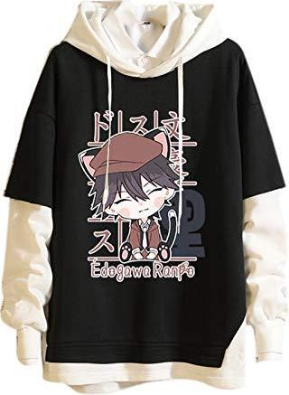 Keephen Bungo Stray Dogs Sweat à Capuche Unisexe Japonais Anime Bungo Chiens errants Dazai Osamu Nakahara Chuuya Cosplay Faux Deux Sweat à Capuche