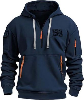 Generic Sweat &agrave; capuche pour homme avec fermeture &eacute;clair - Pull de transition - Coupe ample - T-shirt &agrave; manches longues - T-shirt dext&eacute;rieur r&eacute;tro - Sweat-shi