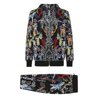 Philipp Plein Homme, Combinaisons et Ensembles, Multicolore, Taille: M Surv&ecirc;tement de jogging : Sweat &agrave; capuche/Pantalon Cristaux