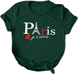 Generic Tunique d&eacute;contract&eacute;e &agrave; manches courtes et col rond pour femme avec imprim&eacute; Saint-Valentin 2026, Vert, XXL