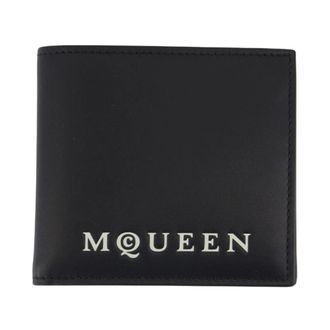 Alexander McQueen Schwarzes Leder Bi-Fold Kartenetui - - Accessories - Herren - Schwarzk - ONE SIZE