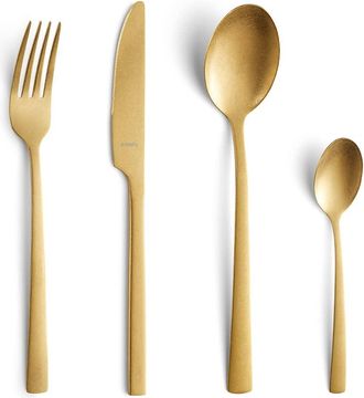 Amefa Besteckset MANILLE 16-teilig | Gold | PVD Beschichtung| Edelstahl rostfrei | Besteck Set für 4 Personen | Klingenstahl 13/0, Edelstahl 18/0 | Mit Mess