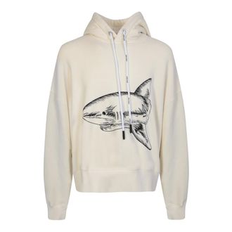 Palm Angels Homme, Sweatshirts et sweats &agrave; capuche, Beige, Taille: L Split Shark Sweat &agrave; capuche
