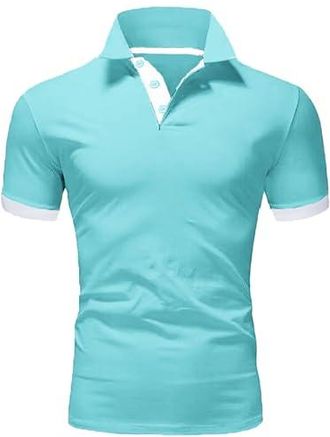 Generic Polo d&eacute;t&eacute; d&eacute;contract&eacute; &agrave; manches courtes pour homme, couleurs contrast&eacute;es, t-shirt de travail basique, respirant, l&eacute;ger, coupe classique, polo de golf 