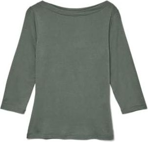 Vero Moda Vero Moda VMPANDA T-Shirt Stretch &agrave; Manches 3/4 pour Femme - Col Bateau - Coupe Droite - Manches Longues, Laurel Wreath, S