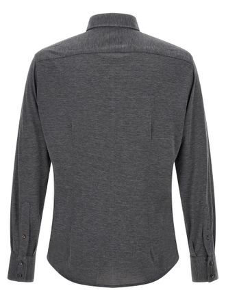 Brunello Cucinelli Silk-Cotton Jersey Shirt - Gray