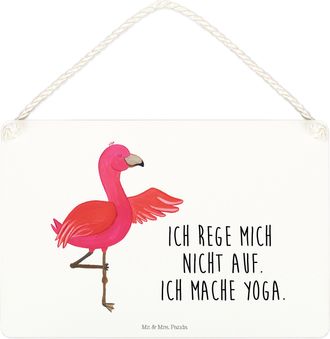 Mr. & Mrs. Panda h&auml;ngeschild Flamingo Yoga DIN A4 - Geschenk, T&uuml;rschild, Holztafel, Achtsamkeit, Entspannung, Holzschild, Schild, Familie, Meditieren, Rosa, Wandbild H