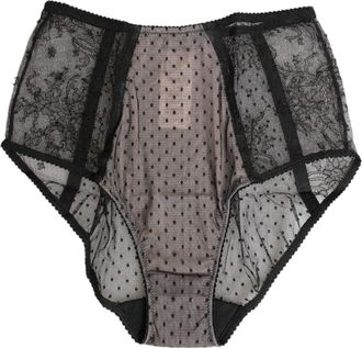 Dolce & Gabbana Femme, Sous-v&ecirc;tements, Noir, Taille: 38 FR Culotte Noire en Dentelle &agrave; Pois Transparente