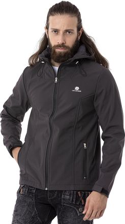 Cipo & Baxx Herren Mantel CJ285 Anthrazit - Stylische Winterjacke im modernen Design mit warmem Innenfutter, abnehmbarer Kapuze und funktionalen Details f&uuml;r kalte