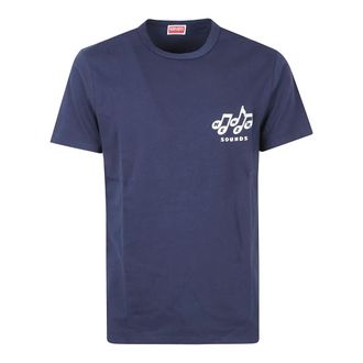 Kenzo Homme, Tops, Bleu, Taille: XL T-shirt slim Sounds brod&eacute;