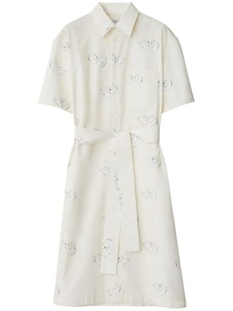Burberry robe à imprimé Swan - Blanc