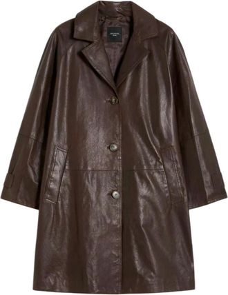 Max Mara Femme, Manteaux, Brun, Taille: 38 FR Petra Leather Jacket