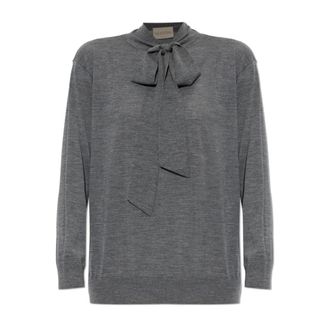 Valentino Garavani Wollpullover mit dekorativem Band - - Knitwear - Damen - Grau - XS
