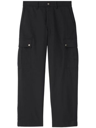 Burberry pantalon en coton mélangé à poches cargo - Noir