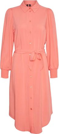 Vero Moda Vero Moda Womens VMSARA LS Calf Shirt Dress WVN Kleid, Georgia Peach, XS