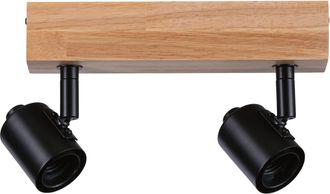 Paulmann 66771 Strahler Arvid 2-flammig max. 2x20 Watt Deckenleuchte Schwarz/Holz Spot Metall E27