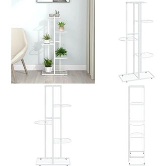 vidaXL Blumenst&auml;nder 5-Etagen 43x22x98 cm Wei&szlig; Metall - Pflanzenst&auml;nder - Blumentr&auml;ger - Metallregal - Gartendekoration - Balkonm&ouml;bel - Home & Living