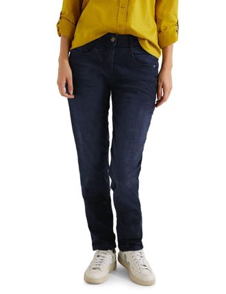 Cecil Damen B376937 Jeanshose Tapered und High, Dark Blue Black Washed, 26W / 30L