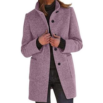 Generic Cocila Femmes Laine Cardigan Manteaux Avec Poches Dames Longue Veste Manteau Solide D&eacute;Contract&eacute; Ouvert Devant V&ecirc;Tements Dext&eacute;Rieur Boutons (Purple Xxl