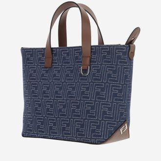 Fendi Mens Ff Pattern Hand Bag Cotton Handbags