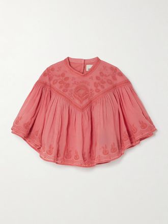 Isabel Marant Blouse En Ramie &Agrave; Broderies Elodia - Orange